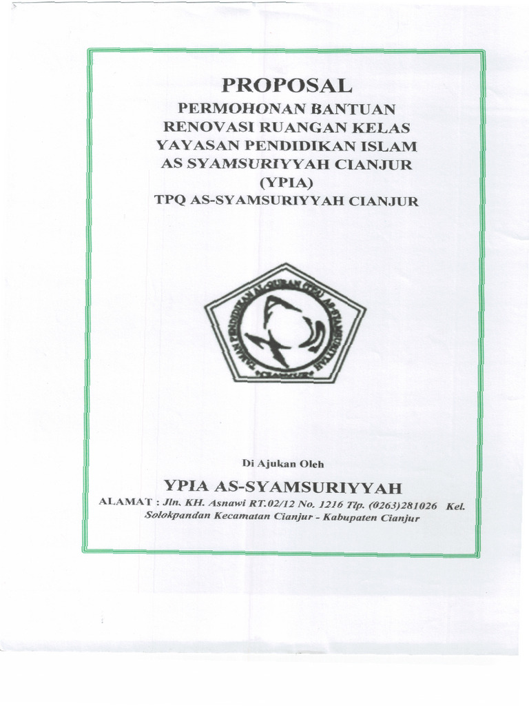 Proposal Permohonan Bantuan Renovasi Ruangan Kelas | PDF