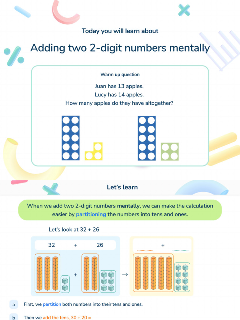 Y2 Adding Two 2-Digit Numbers Mentally | PDF