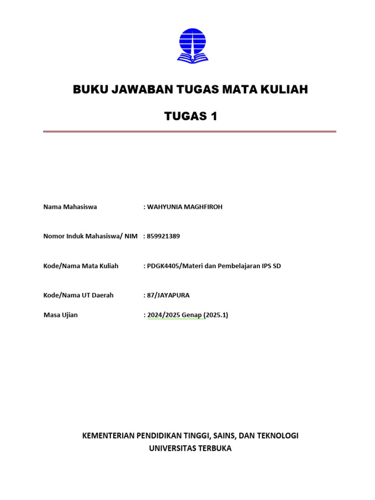Tugas 1 Wahyunia MDP IPS SD | PDF