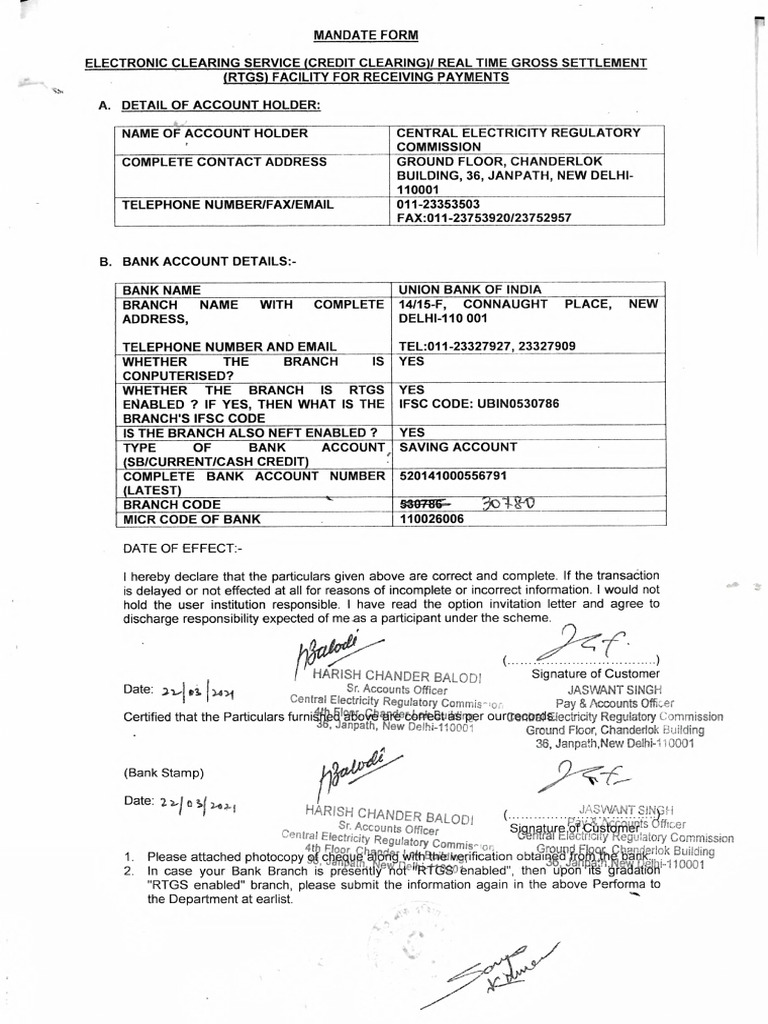 CERC Bank Account Details For Bank Guarantee Purposes | PDF | Banks | Service Industries