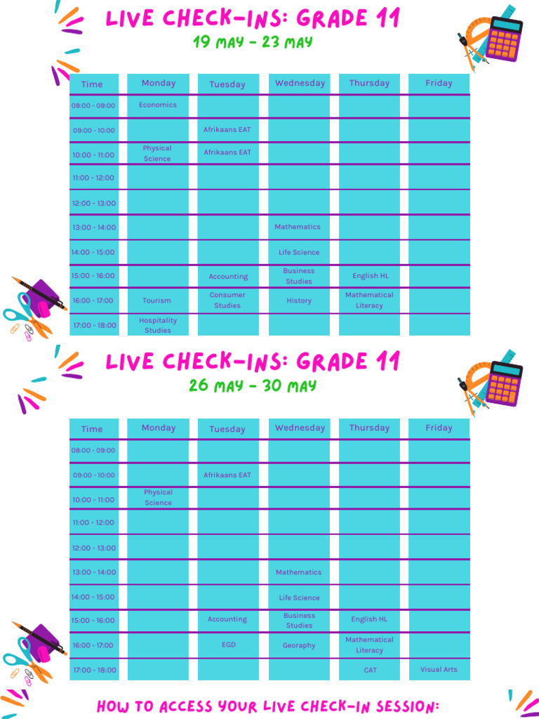 Grade 11 Live Check-In Schedule | PDF