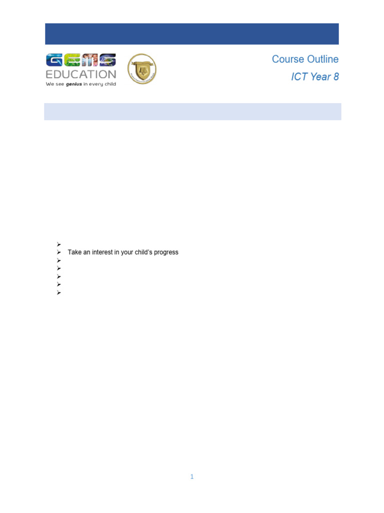 Year 8 Syllabus Overview ICT 20242025 | PDF | Educational Technology | Data Compression