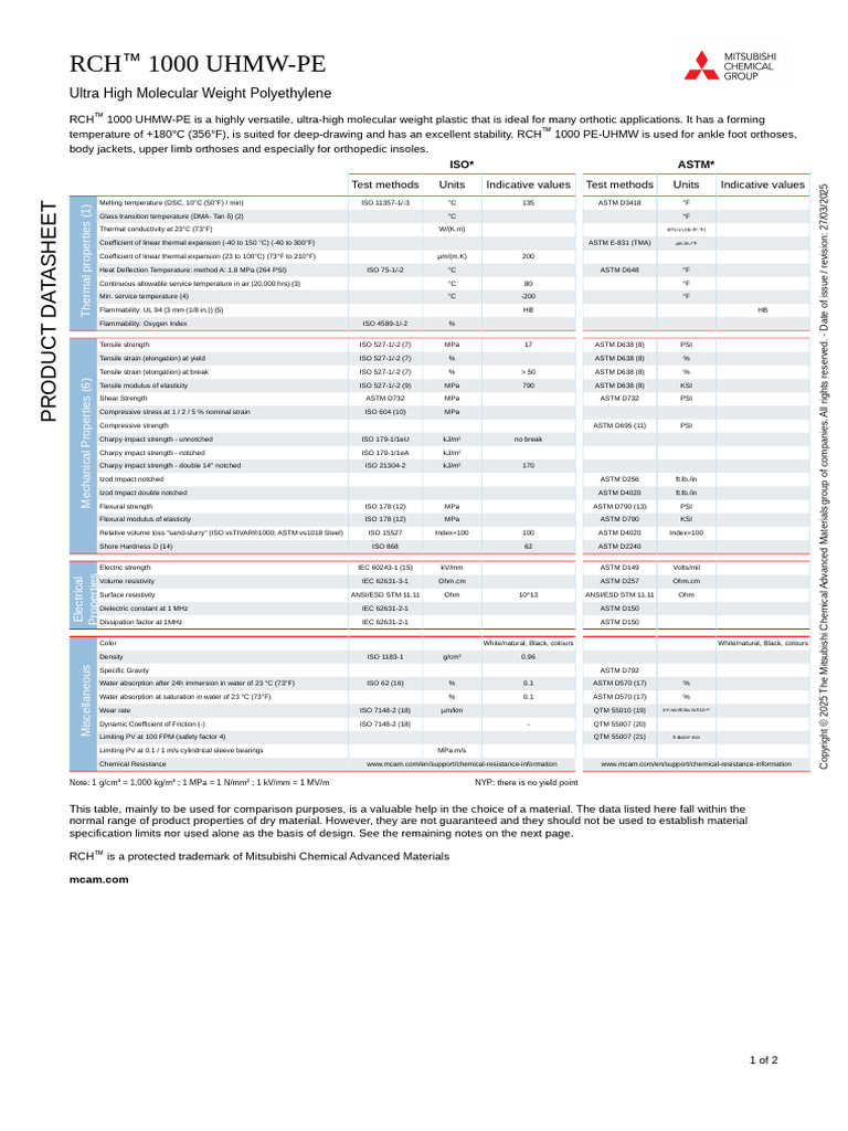 PE-RCH™ 1000 UHMW-PE - en - US | PDF | Strength Of Materials | Ultimate ...