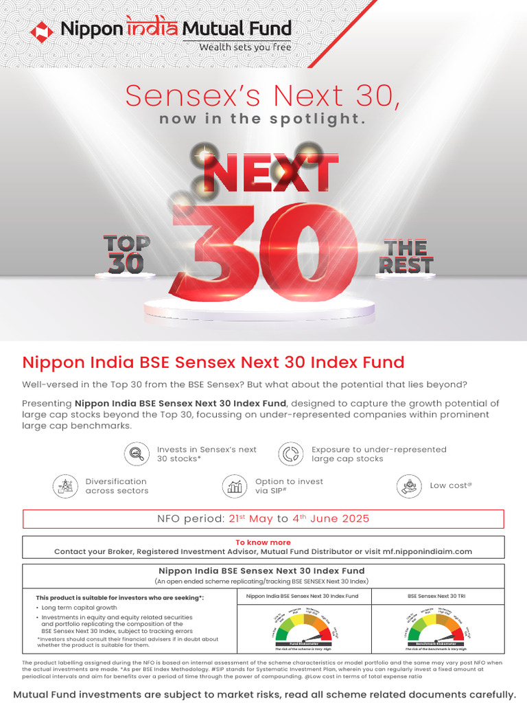 Product Note - Nippon India BSE Sensex Next 30 Index Fund | PDF | Investment Fund | Index Fund