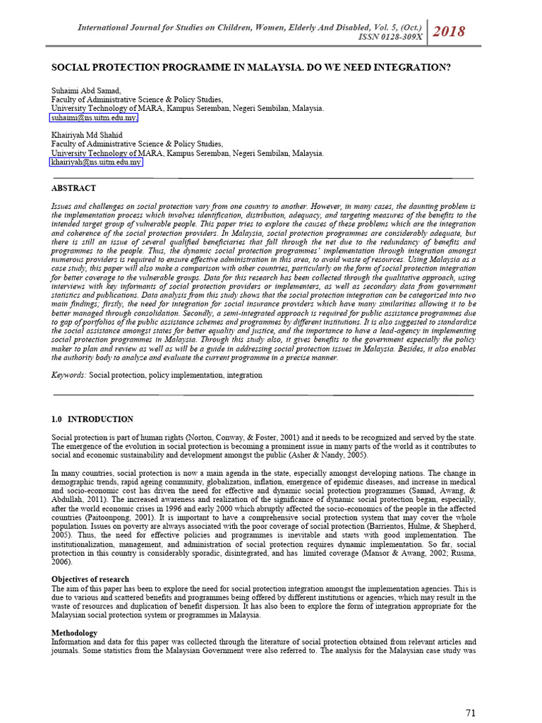Social Protection Programme in Malaysia | PDF | Social Protection | Pension