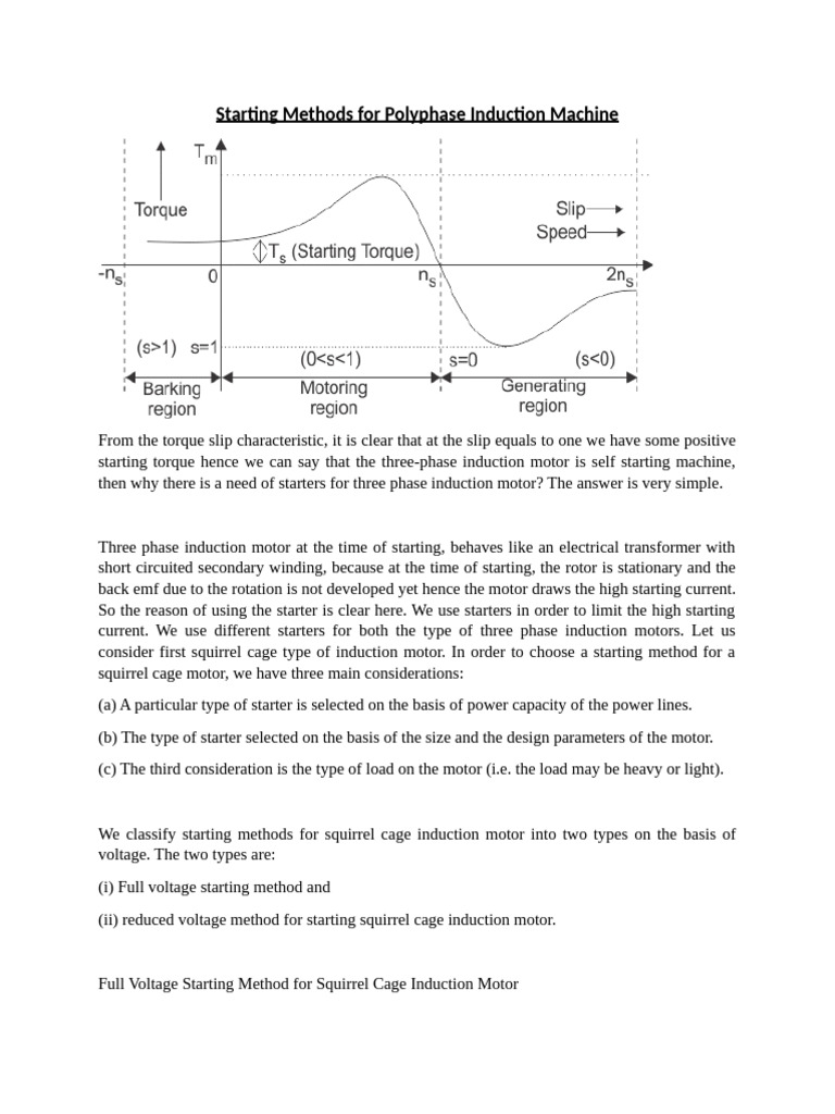 Starting Methods For Polyphase Induction Machine | PDF | Electric Motor ...