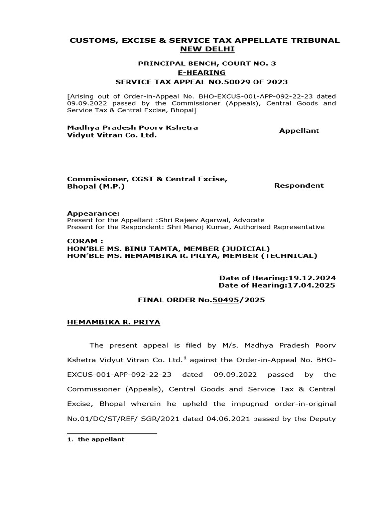 Madhya Pradesh Poorv Kshetra Vidyut Vitran Co. Ltd. | PDF | Taxes | Tax Refund