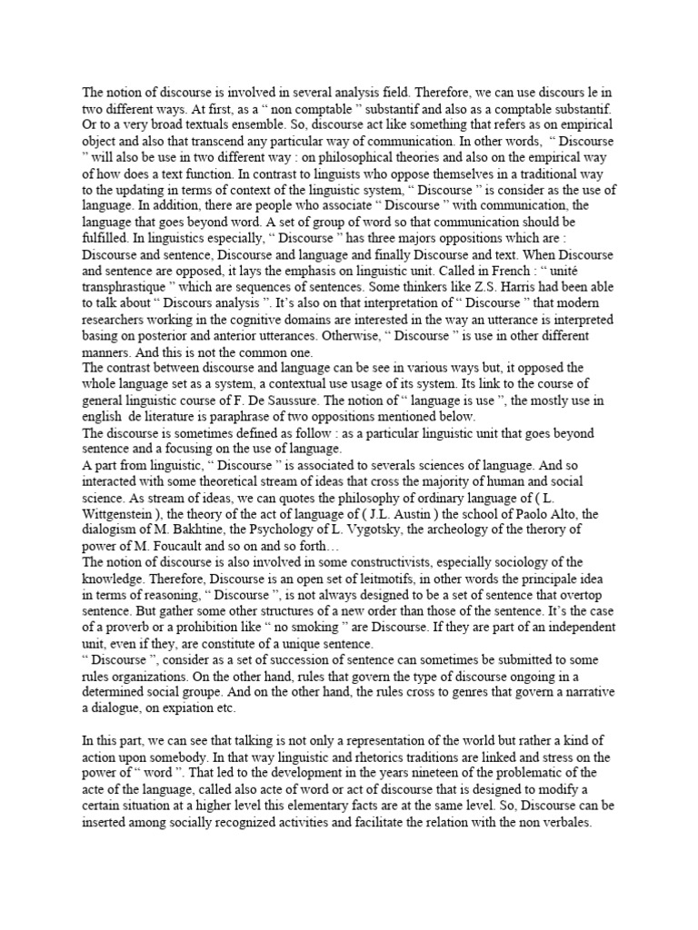 Discourse Analysis Assignment. | PDF | Discourse | Semantics