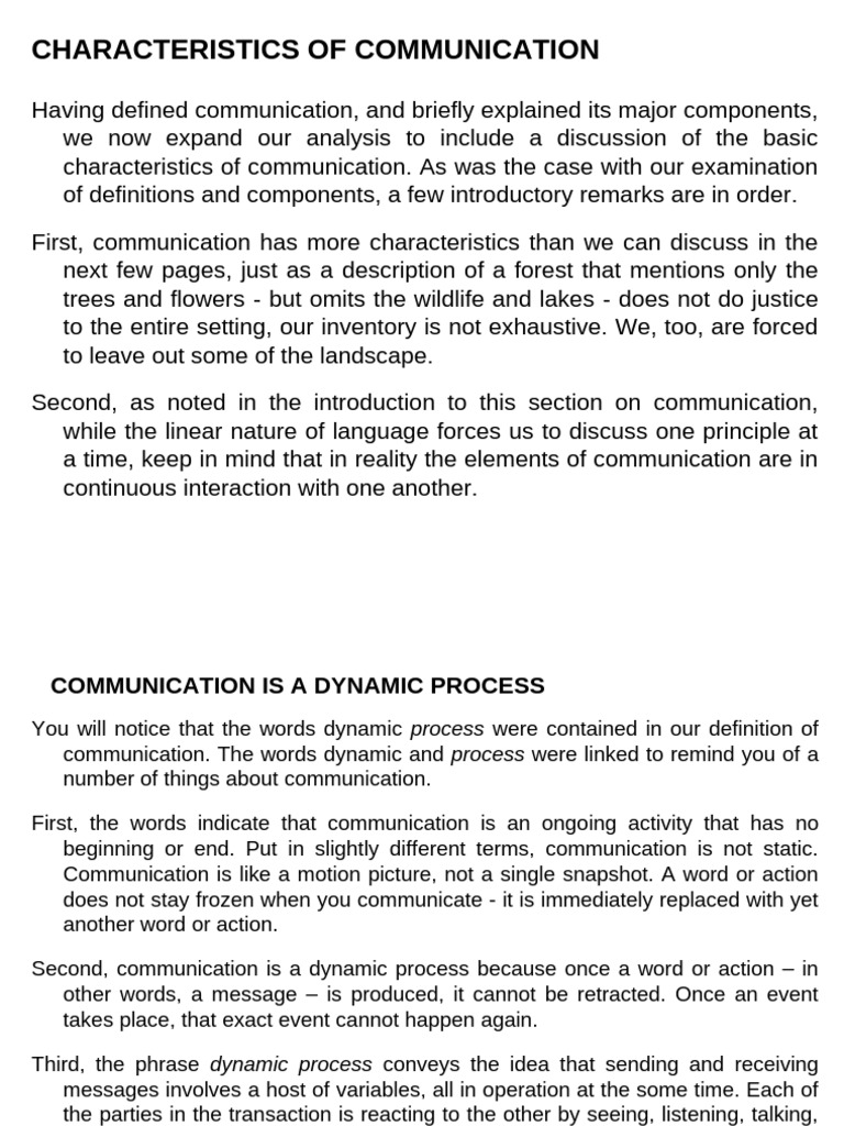 5 - Characteristics of Communication | PDF | Communication | Symbols