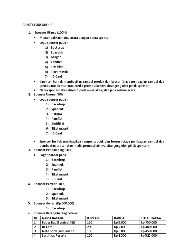 Paket Sponsorship | PDF