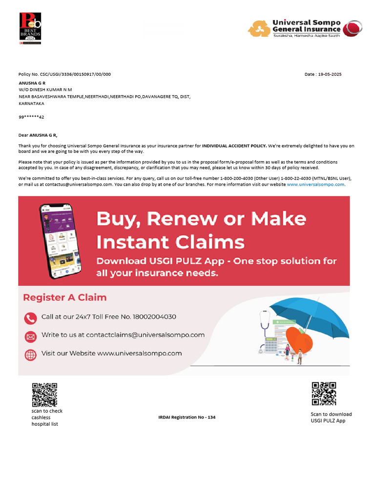 CSC Usgi 3336 00150917 00 000 | PDF | Insurance