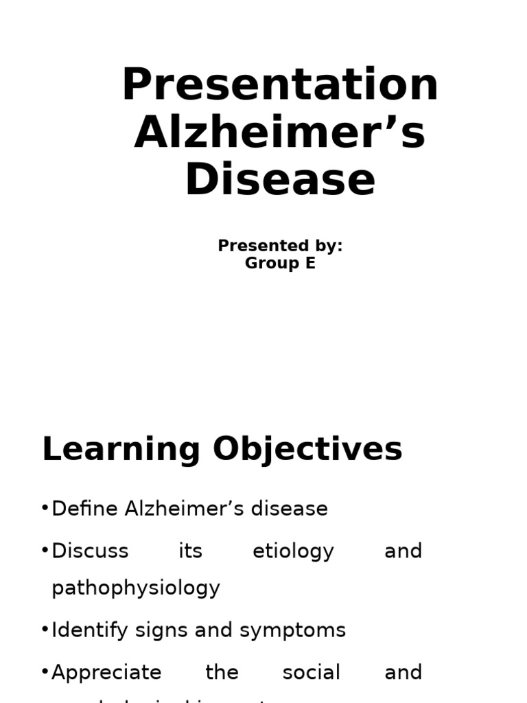 Alzheimers Disease Presentation | PDF