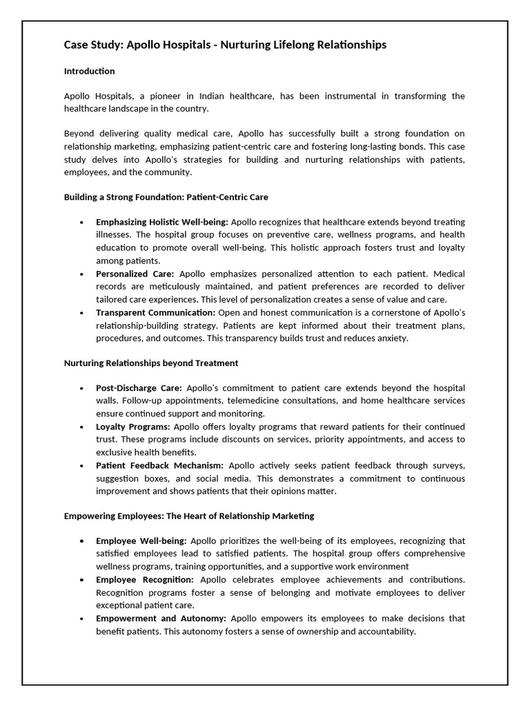 Case Study-Relationship Marketing-Apollo | PDF | Health Care | Corporate Social Responsibility