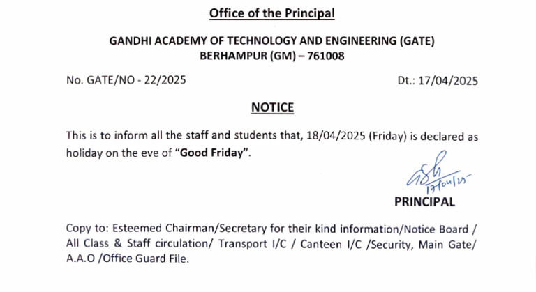 Good Friday Holiday Notice | PDF