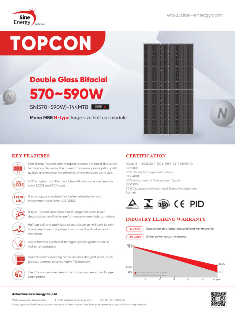 Sine Energy 570-590W TOPCON Modules | PDF | Electrical Engineering ...