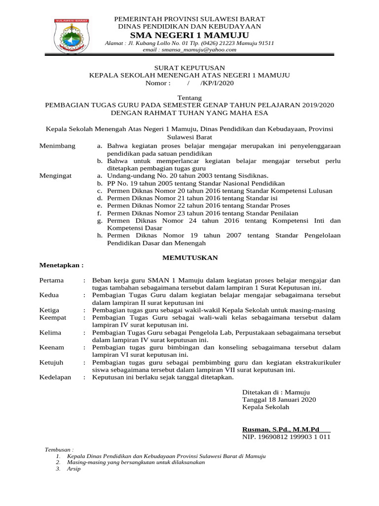 Surat Keputusan 2019-2020 (GENAP) | PDF