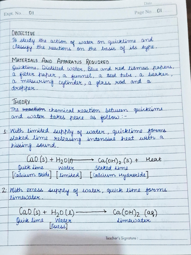 Class 10 Chem Practical Work | PDF | Calcium