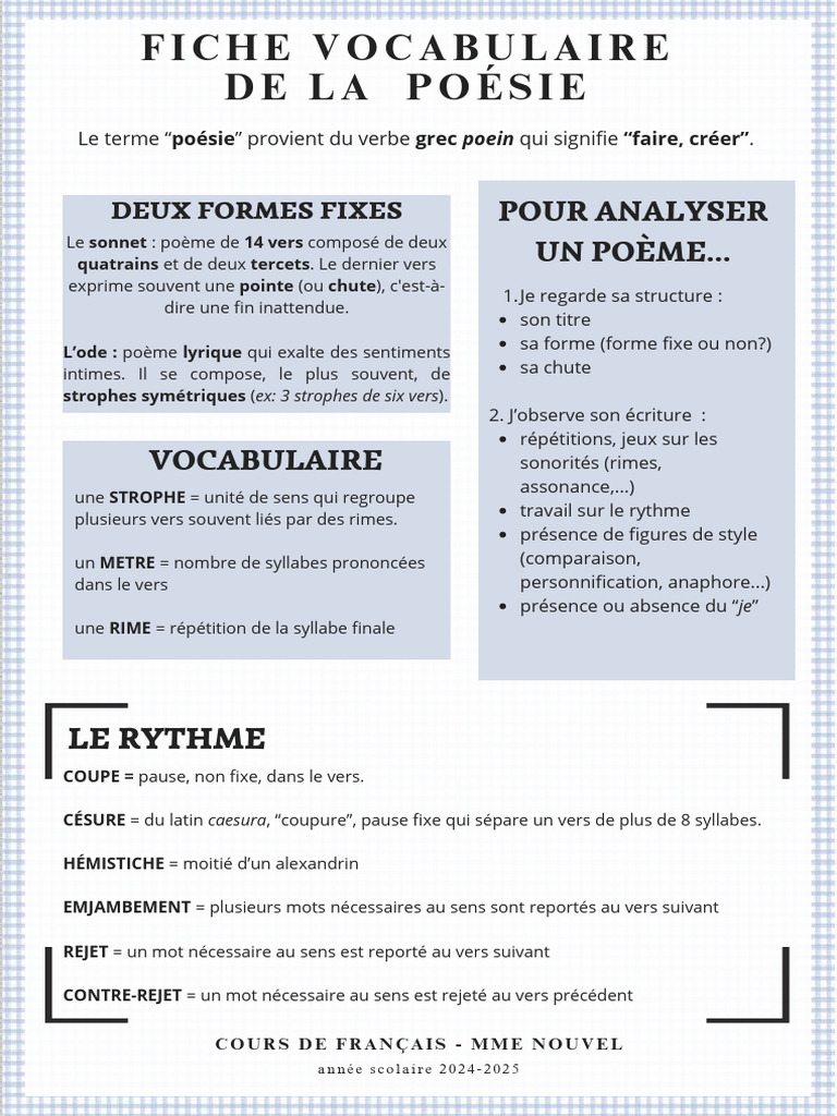 Vocabulaire essentiel de la poésie | PDF | Rime dans la poésie ...