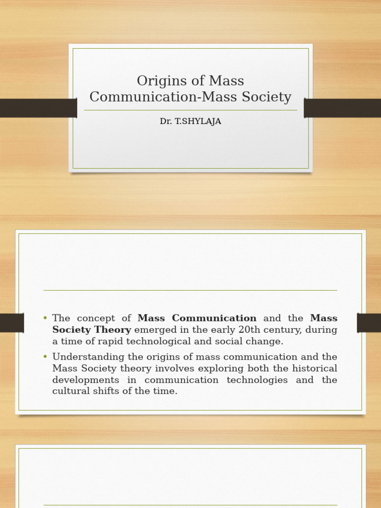 Origin of Mass Comm. - Mass Society | PDF | Mass Media | Communication