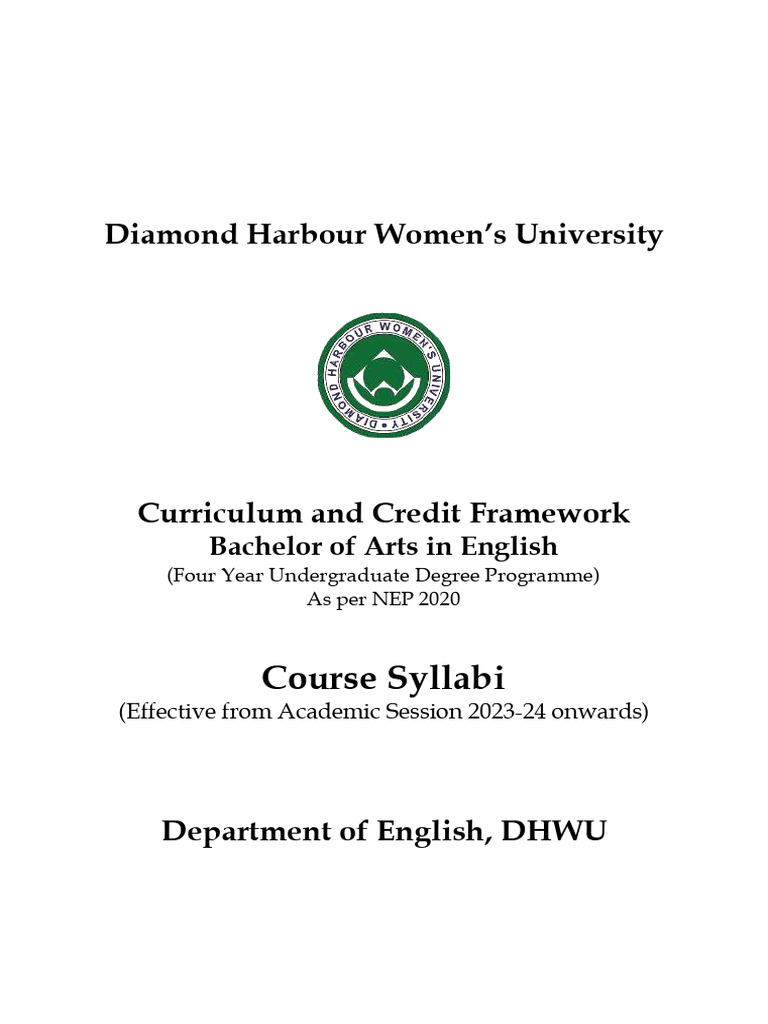 UG NEP Syllabi - English DHWU 2023 | PDF | English Literature | Romanticism