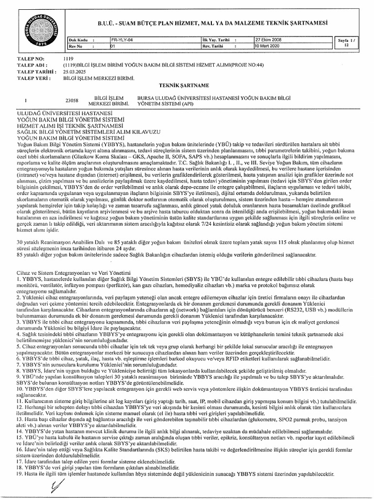 44-Yogun Bakim Bilg. Sis. T.S. ULUDAĞ | PDF