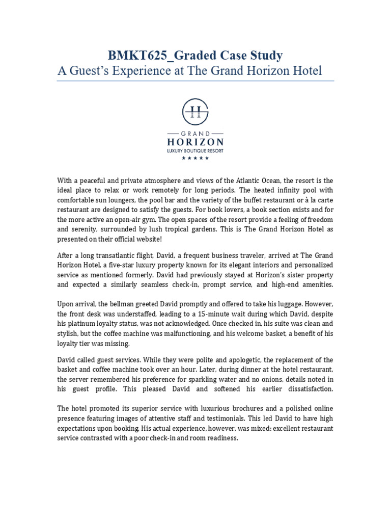 BMKT625 - Assessment - MBA - Case - Chapter 3 | PDF | Hotel