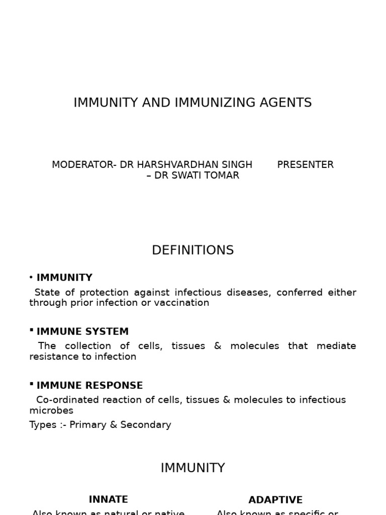 Immunity and Immunizing Agent | PDF | Immune System | Vaccines