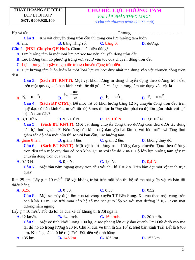Bản Sao 9. LỰC HƯỚNG TÂM | PDF