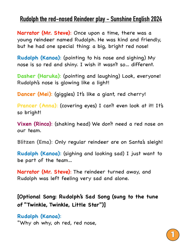 Rudolph the Red-Nosed Reindeer Play | PDF | Rudolph The Red Nosed ...