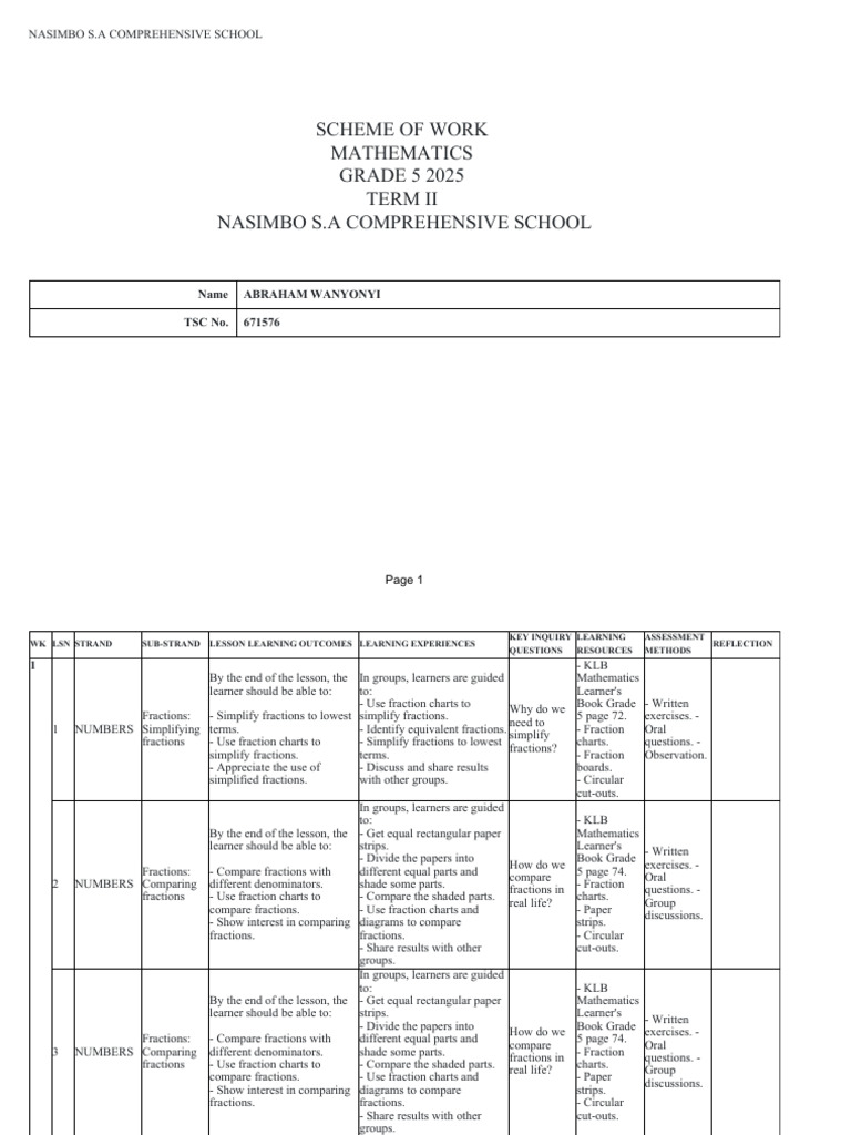 Mathematics - Grade 5 - Term-II | PDF | Equations | Learning
