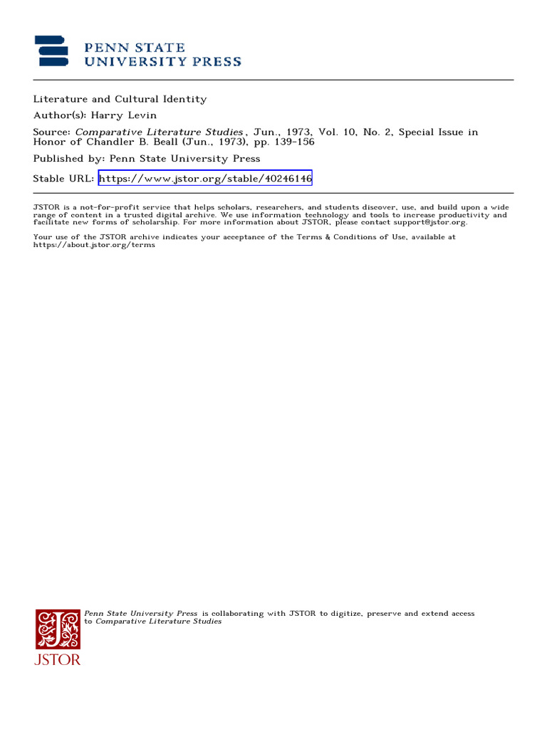 Literature's Role in Cultural Identity | PDF