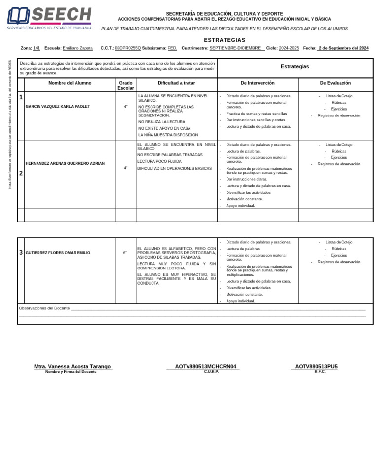 ESTRATEGIAS SEP DIC 2024 VANE | PDF | Comunicación humana | Aprendizaje