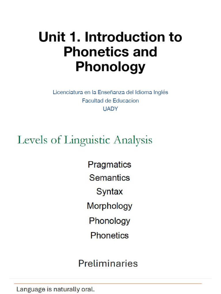 Unit 1. Introduction to phonetics and phonology of English | PDF | Phonetics | Speech