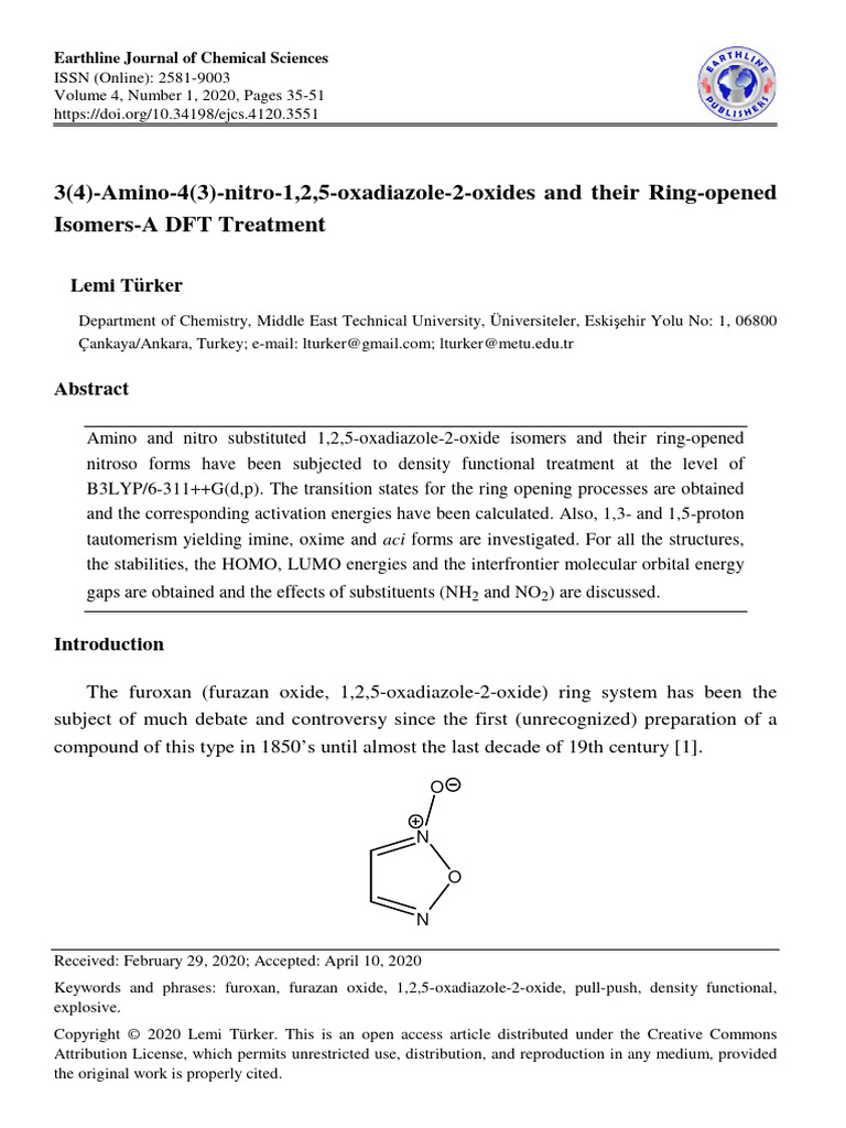 3 (4) - Amino-4 (3) - Nitro-1,2,5-Oxadiazole-2-Oxides and Their Ring ...