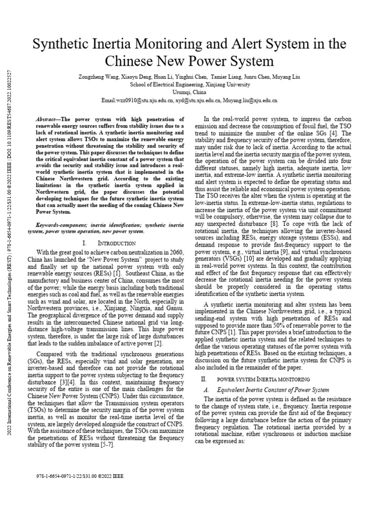 Synthetic - Inertia - Monitoring - and - Alert - System - in - The - Chinese - New - Power ...
