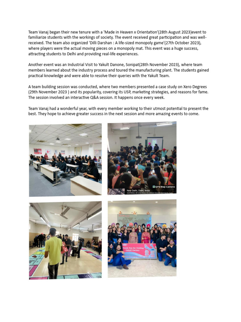 Team Vanaj's Successful Events Overview | PDF