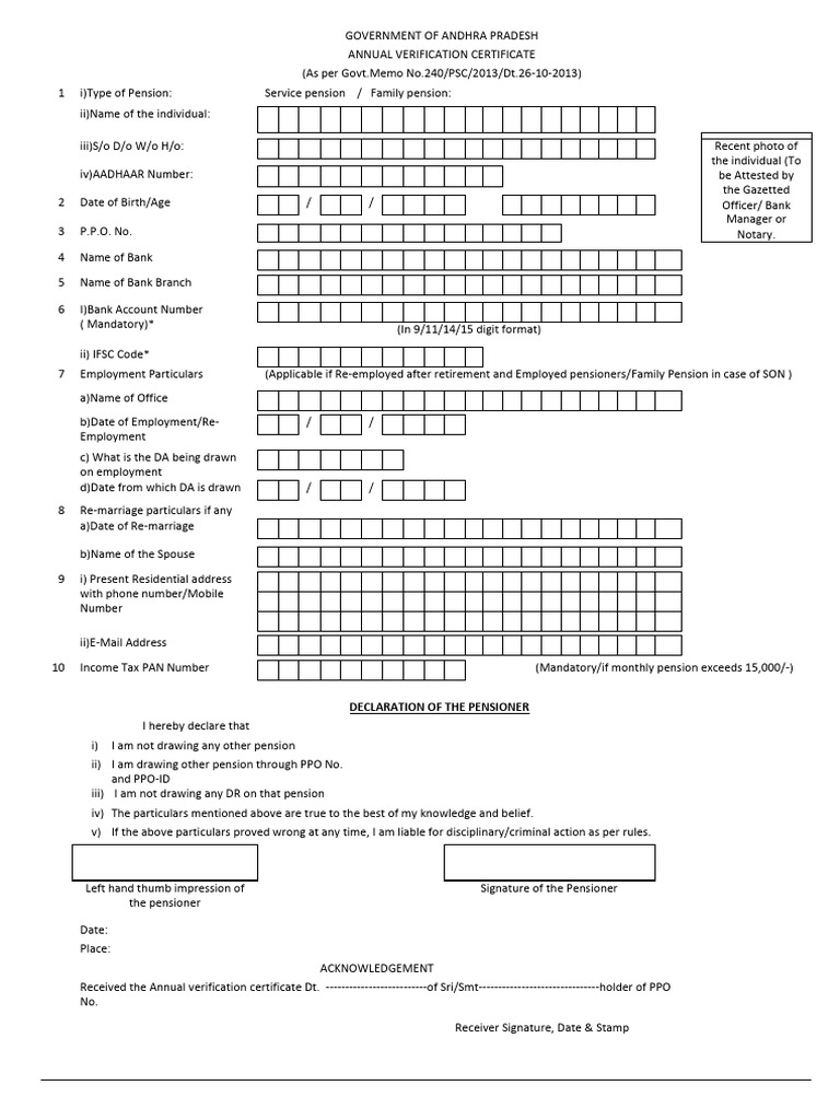 Pension Annual Verification Process | PDF | Payments | Government Finances