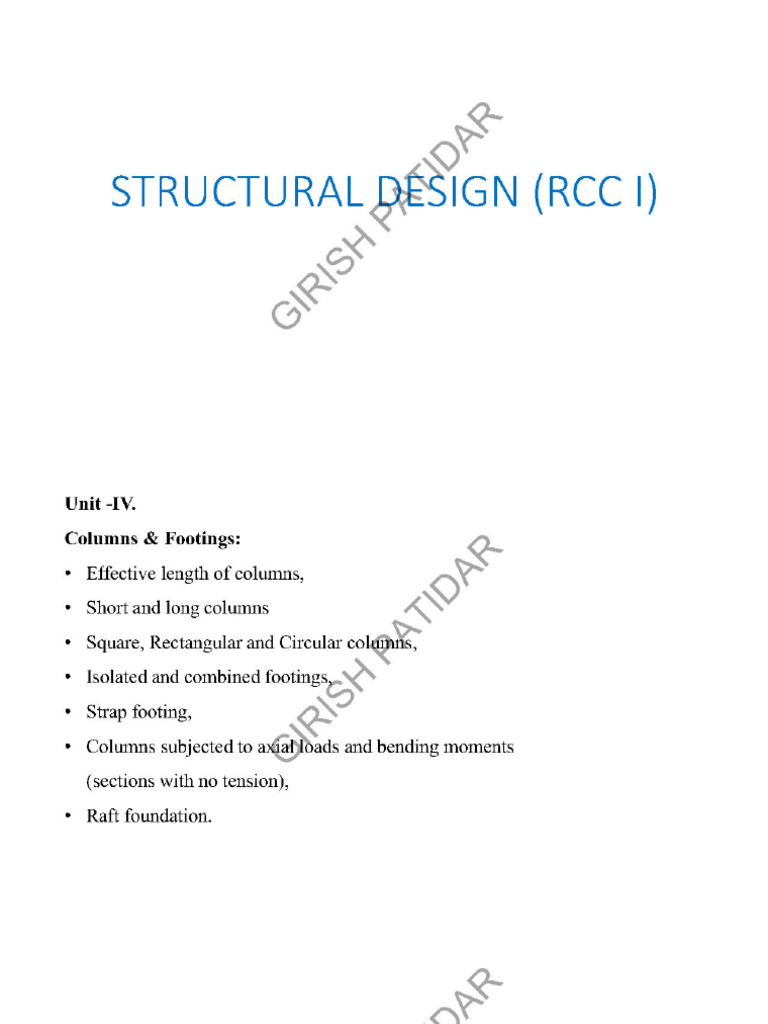 UNIT 4 Design of Columns and Footings Final | PDF