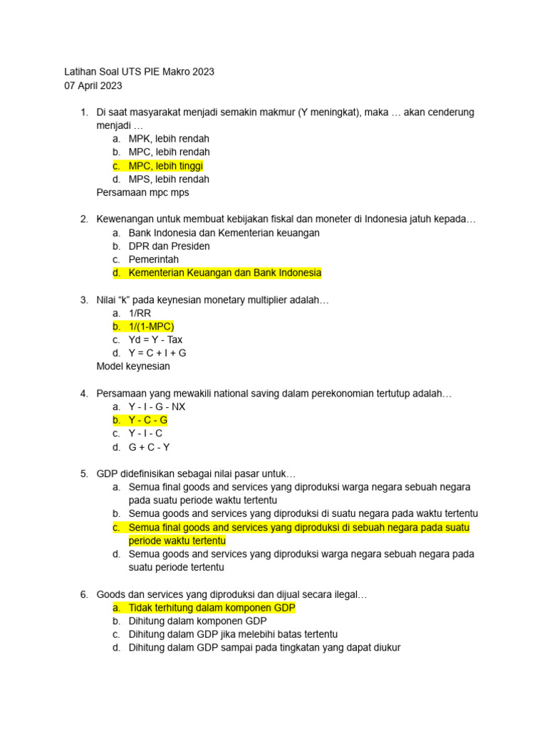 Level UP - UTS PIE Makro 2023 | PDF