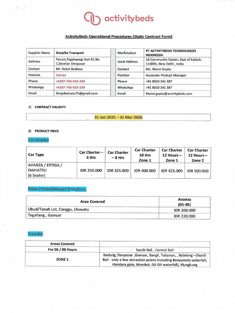 Surat Kontrak Manshi Dan Deepika | PDF