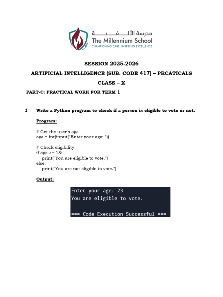 GRADE X AI - PRCATICAL PROGRAMS - Term 1 | PDF | Chart | Computer ...