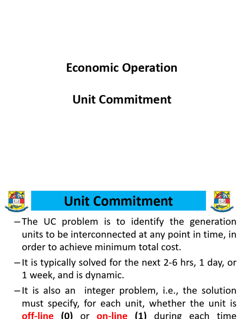 Lecture 7 Unit Commitment | PDF | Hydroelectricity | Electric Power