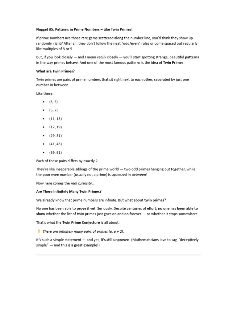 Exploring Twin Primes and Patterns | PDF | Prime Number | Mathematics