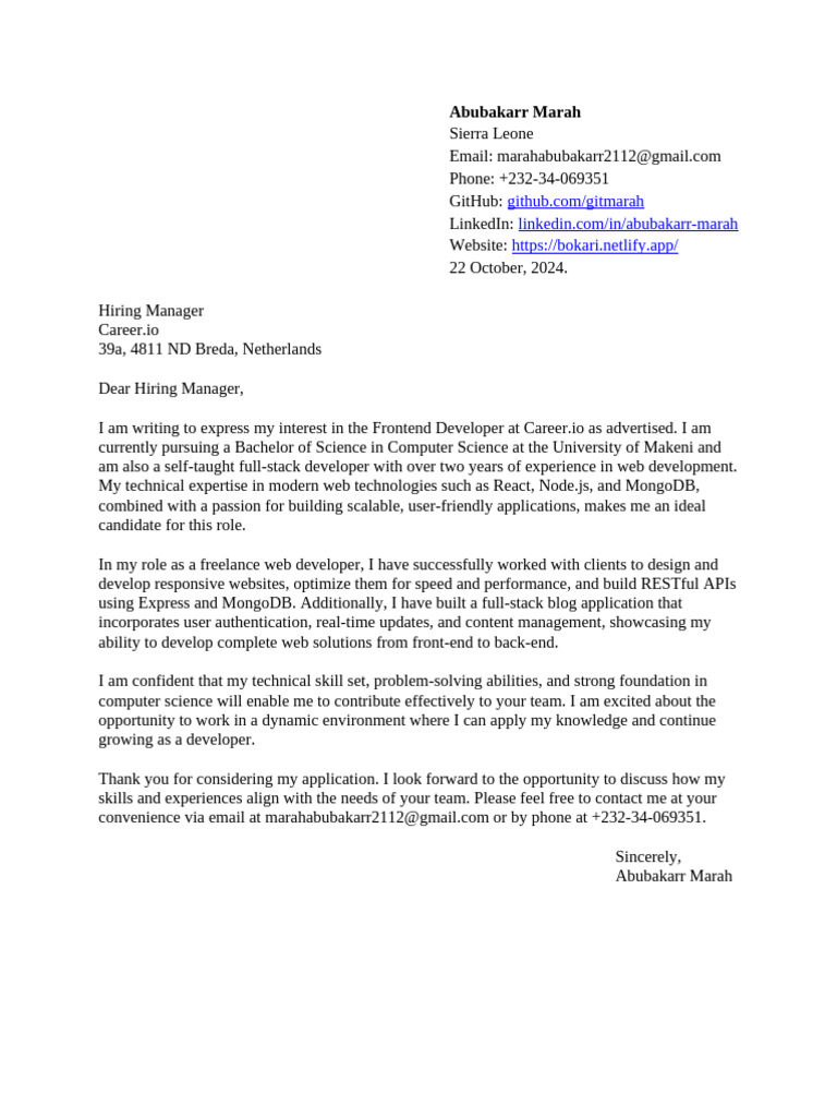 Cover Letter Format | PDF