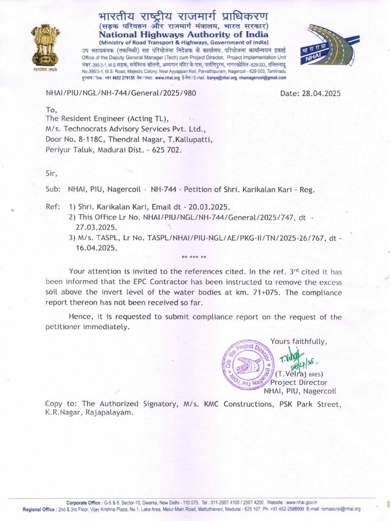 PD Letter No.980-Petition of Shri - Karikalan Kari-28.04.2025 | PDF