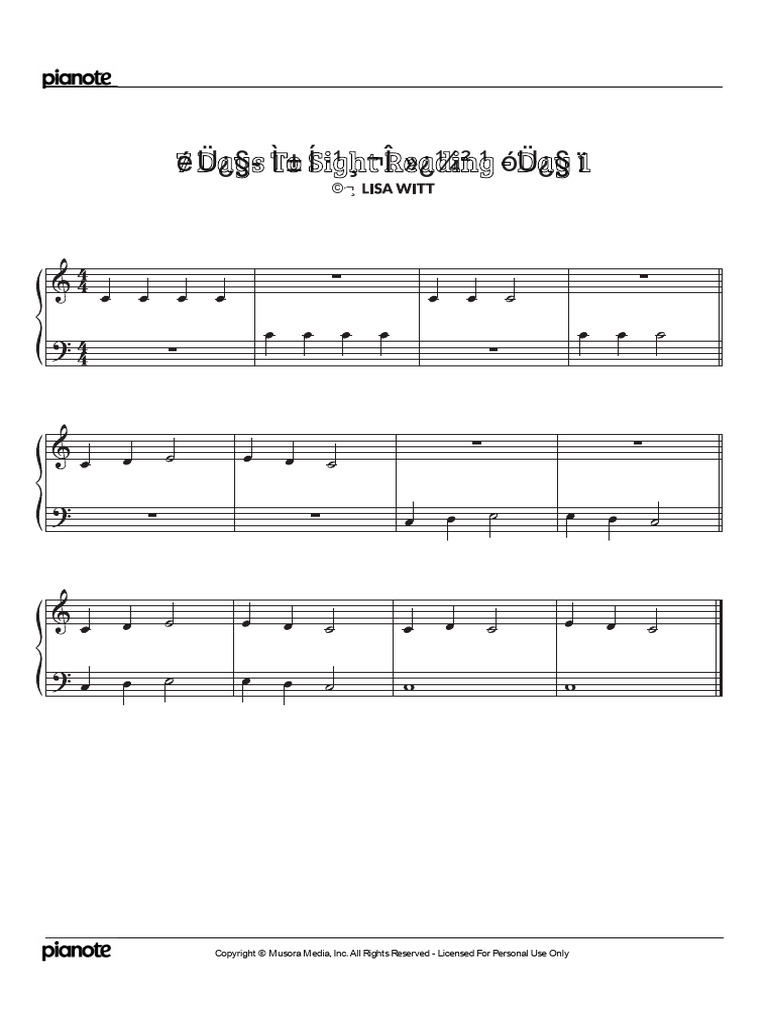 7 Days To Sight Reading - Day 1 | PDF