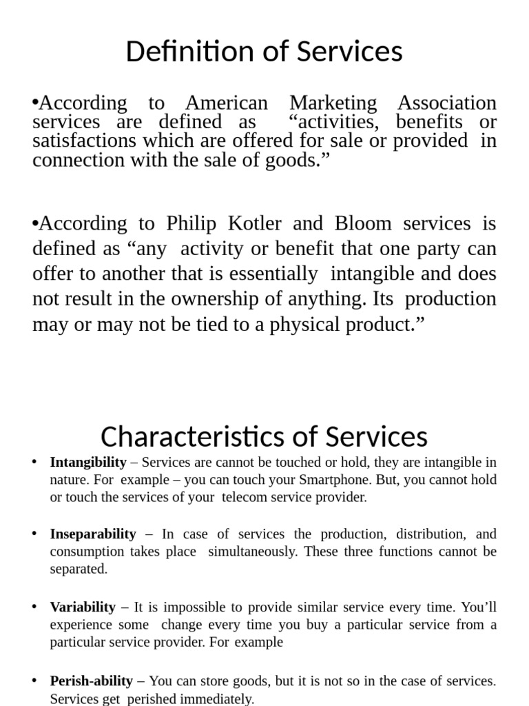 Definition of Services Unit 4 | PDF | Marketing | Communication