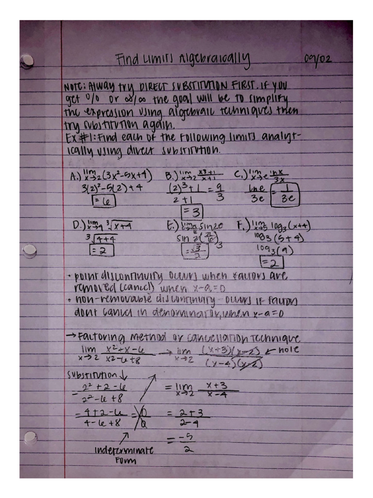 Find Limits Algebraically | PDF