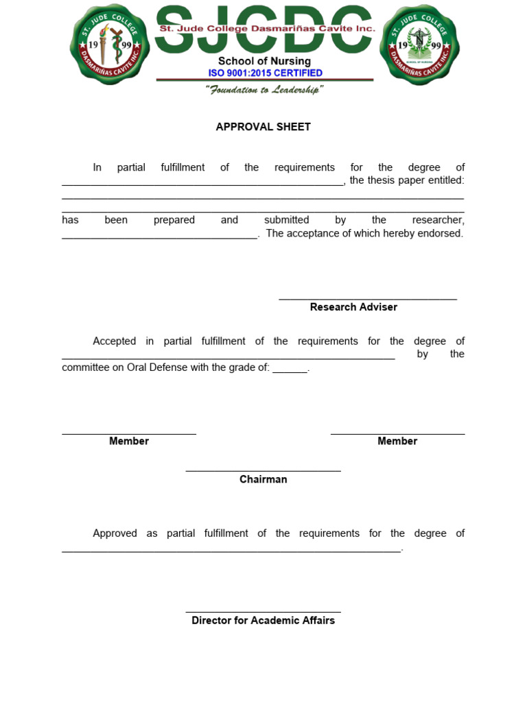 Thesis Approval Sheet Template | PDF