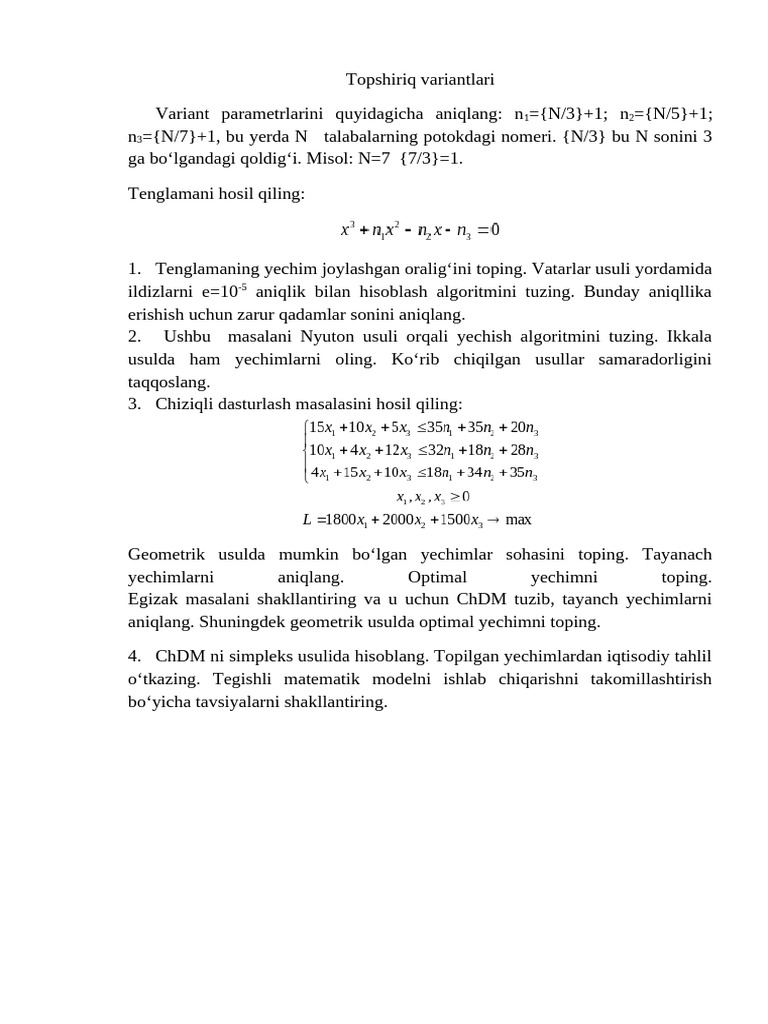 Shaxsiy Topshiriq | PDF